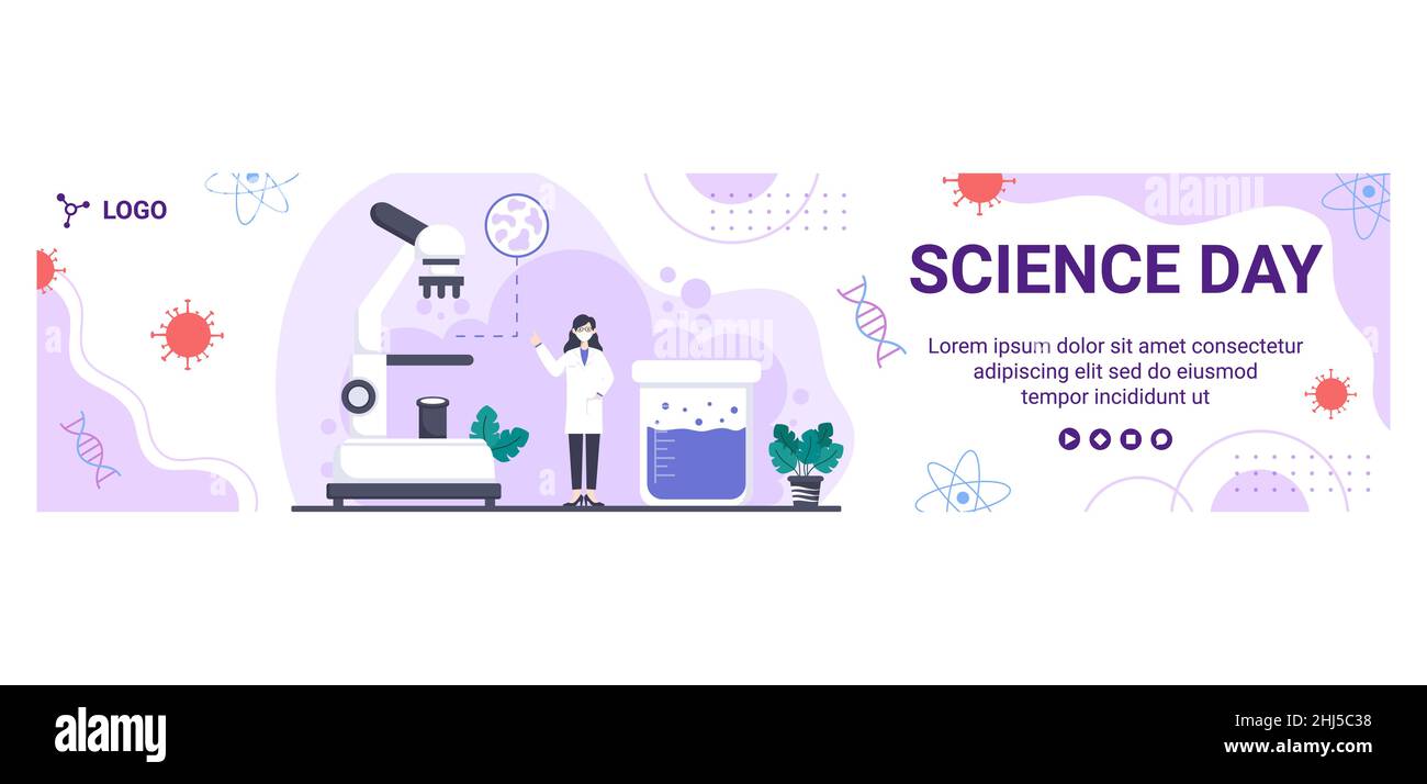 National Science Day Banner Template Flat Design Illustration Editable ...