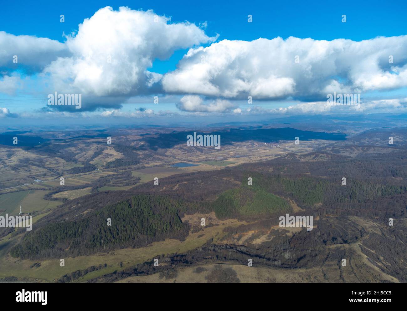 Landscape on the Tarnava valley in Romania in late autumn seen from ...