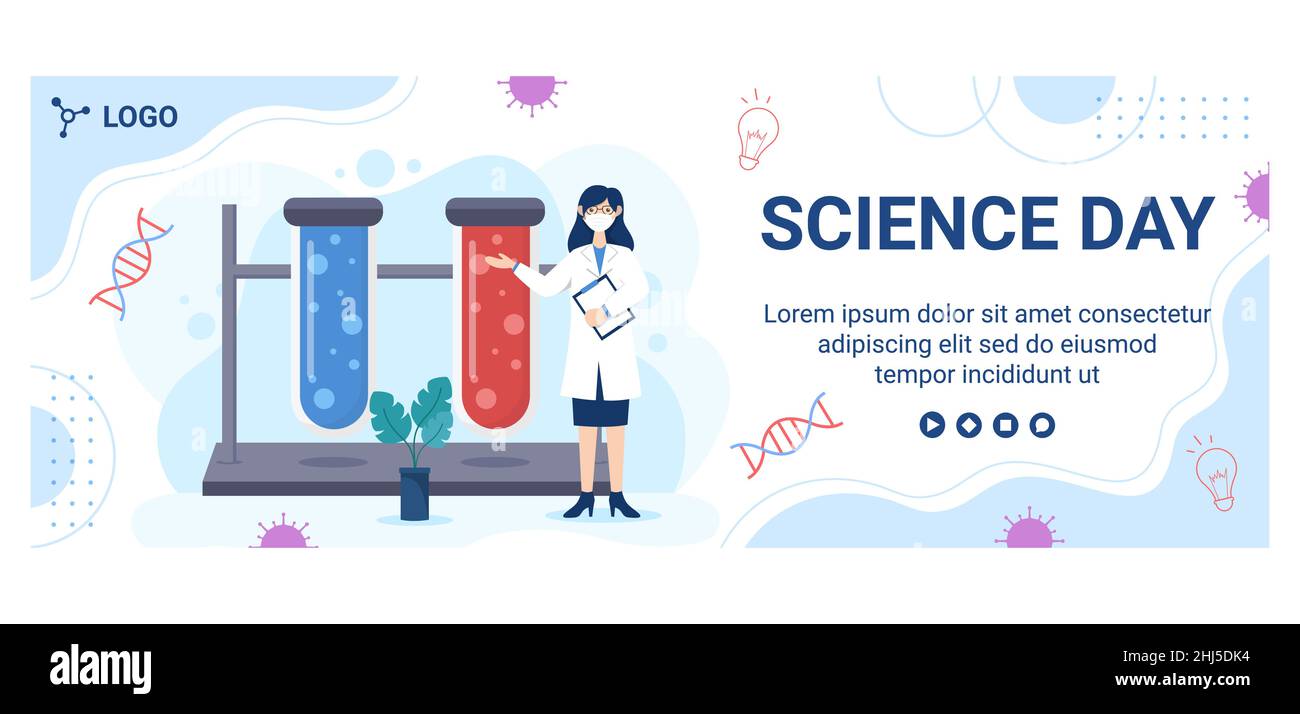 National Science Day Cover Template Flat Design Illustration Editable ...