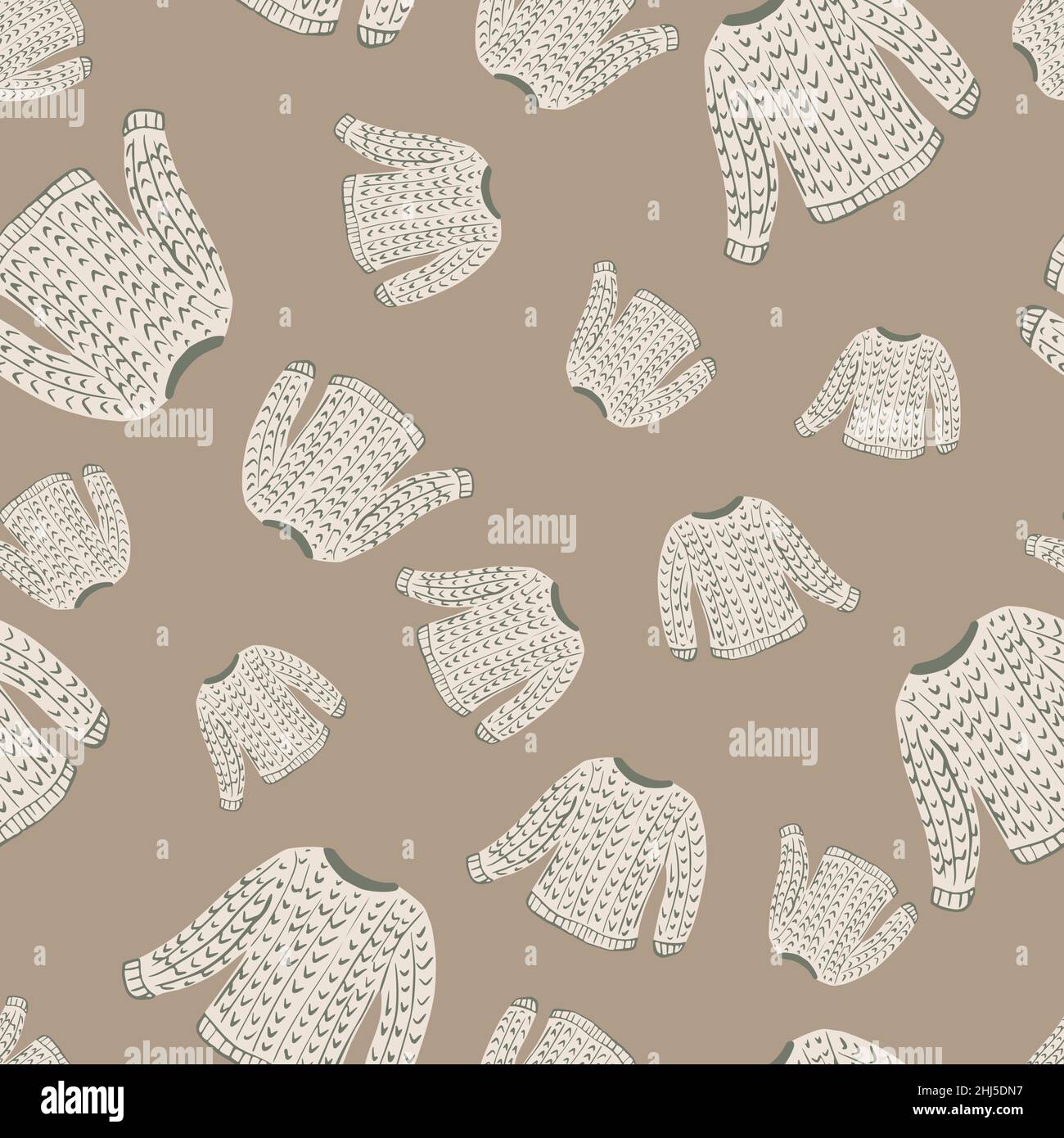 Random seamless pastel patten with light sweater doodle ornament on ...