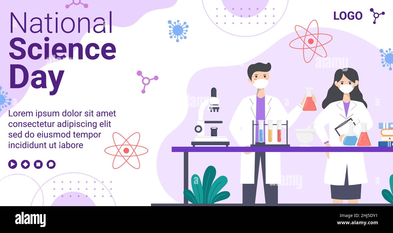 National Science Day Post Template Flat Design Illustration Editable of ...