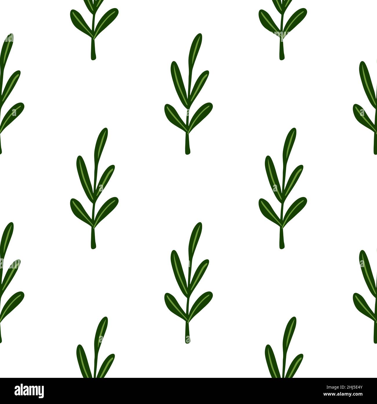 Botanic minimalistic seamless pattern with green simple leaf branches ...