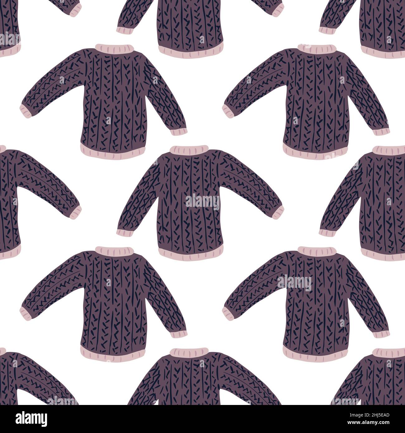 Geometric sweater doodle seamless winter outfit pattern. White ...