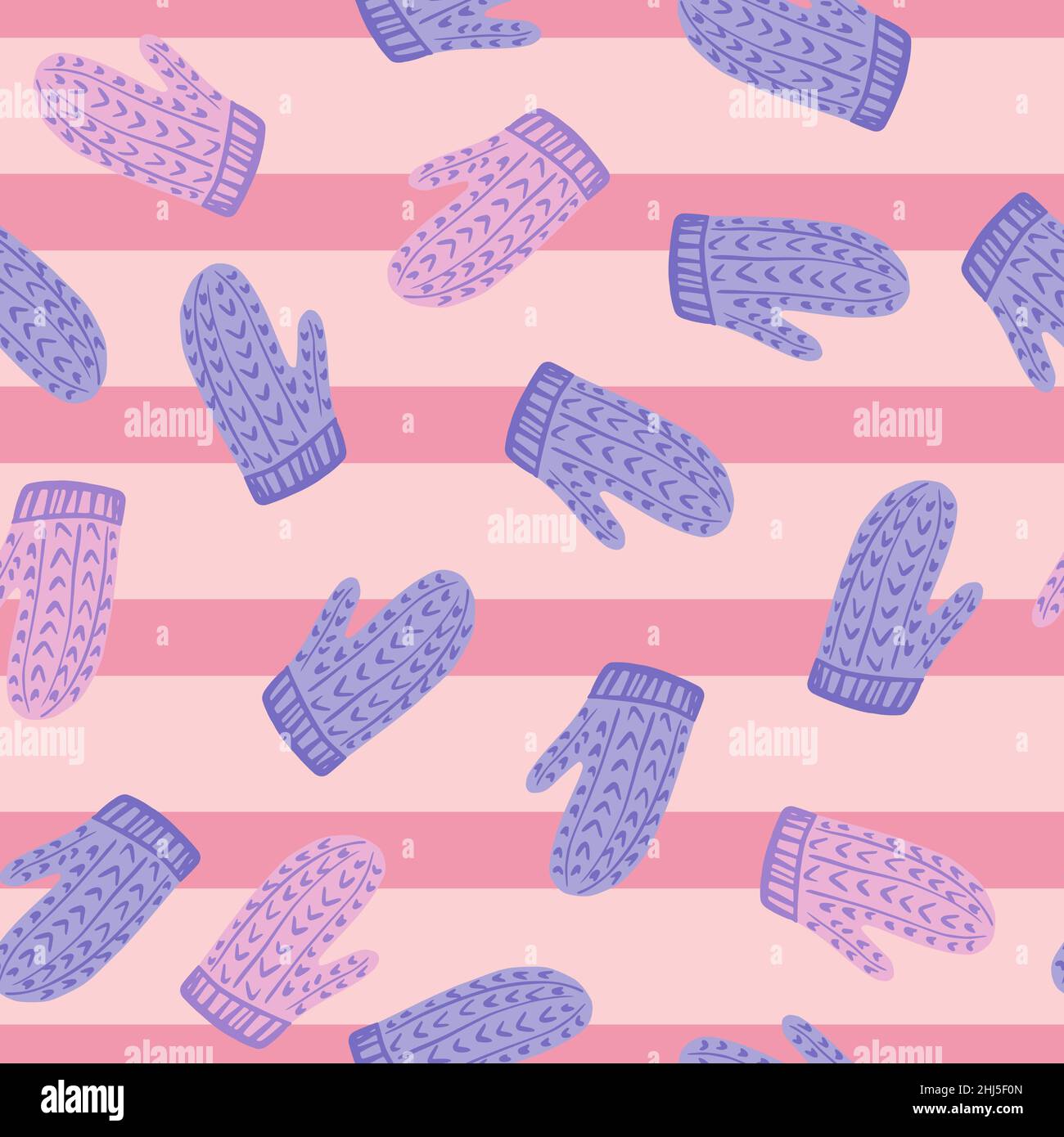 Warm purple colored mittens doodle shapes seamless pattern. Pink ...