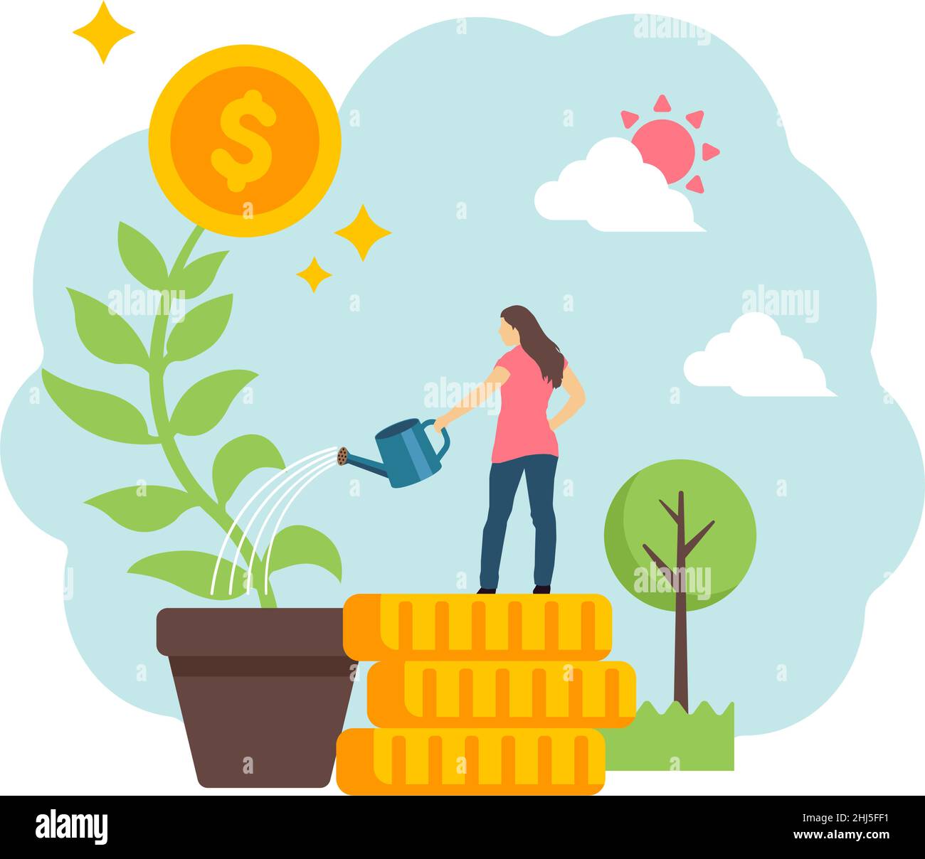Saving money, making money concept vector illustration Stock Vector ...