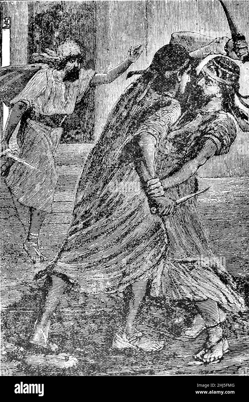 Struggle between Gobryas and the false Smerdis Stock Photo - Alamy