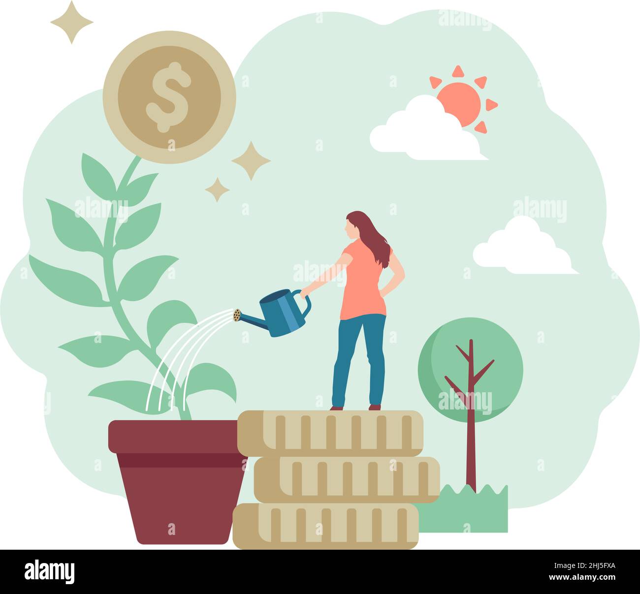 Saving money, making money concept vector illustration Stock Vector ...