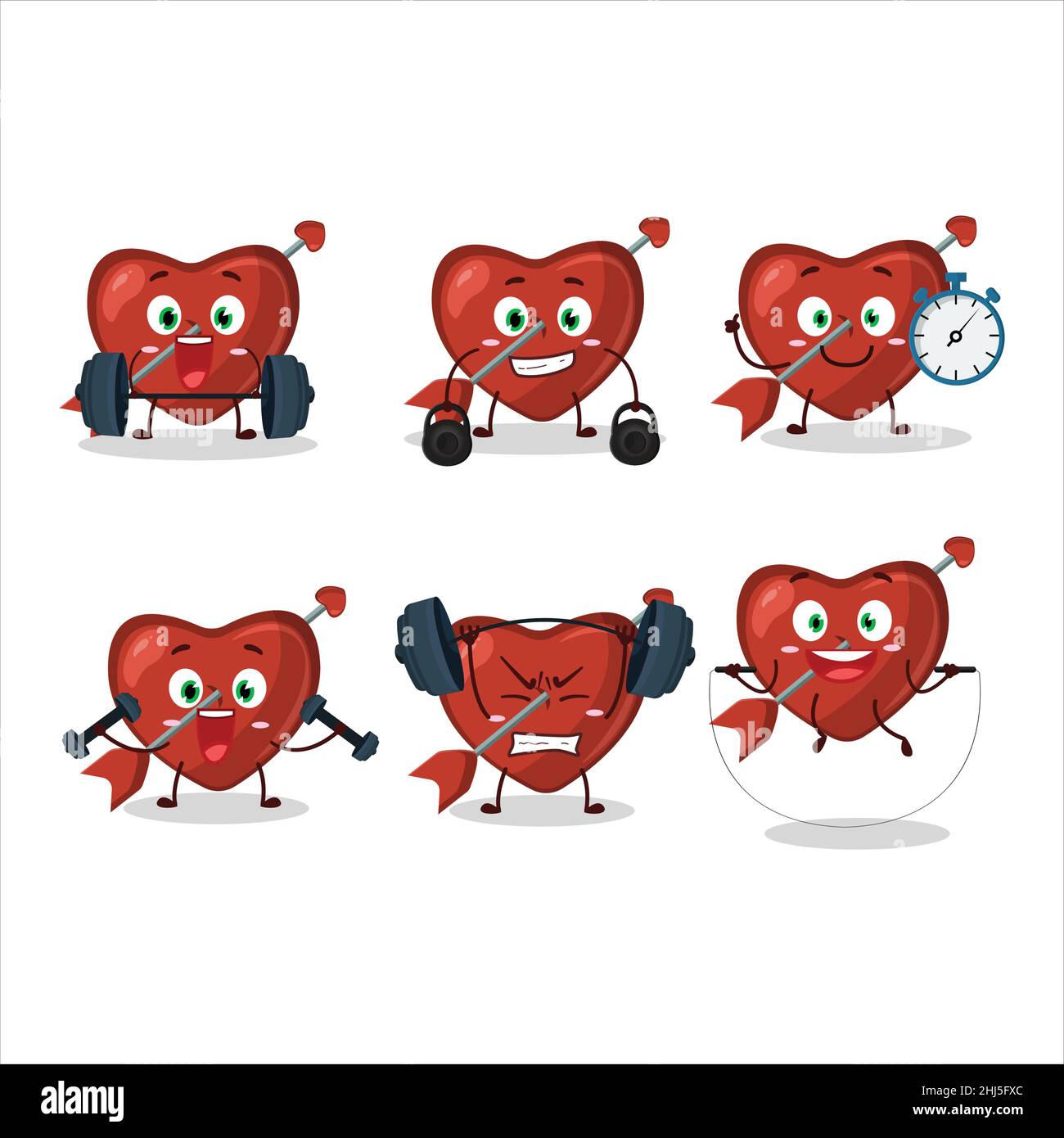 A healthy cupid love arrow cartoon style trying some tools on Fitness ...
