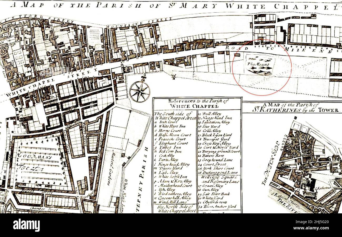 Strype, map of Whitechapel, 1720 Stock Photo - Alamy