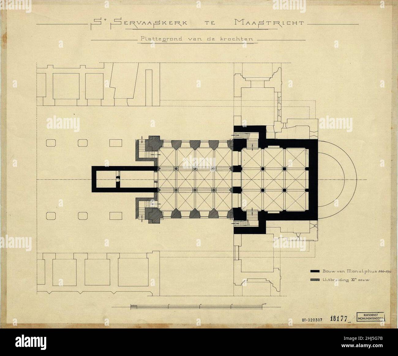 StServatius, Maastricht, groundplan of the crypts, ca 1890 Stock Photo ...