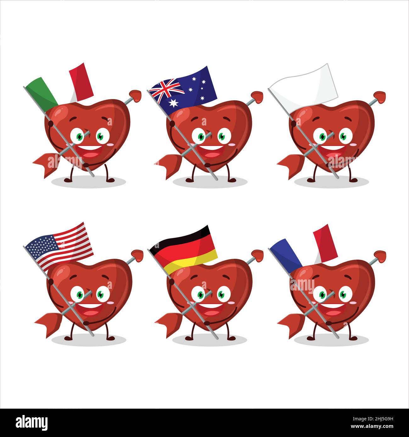 Cupid Love Arrow Cartoon Character Bring The Flags Of Various Countries