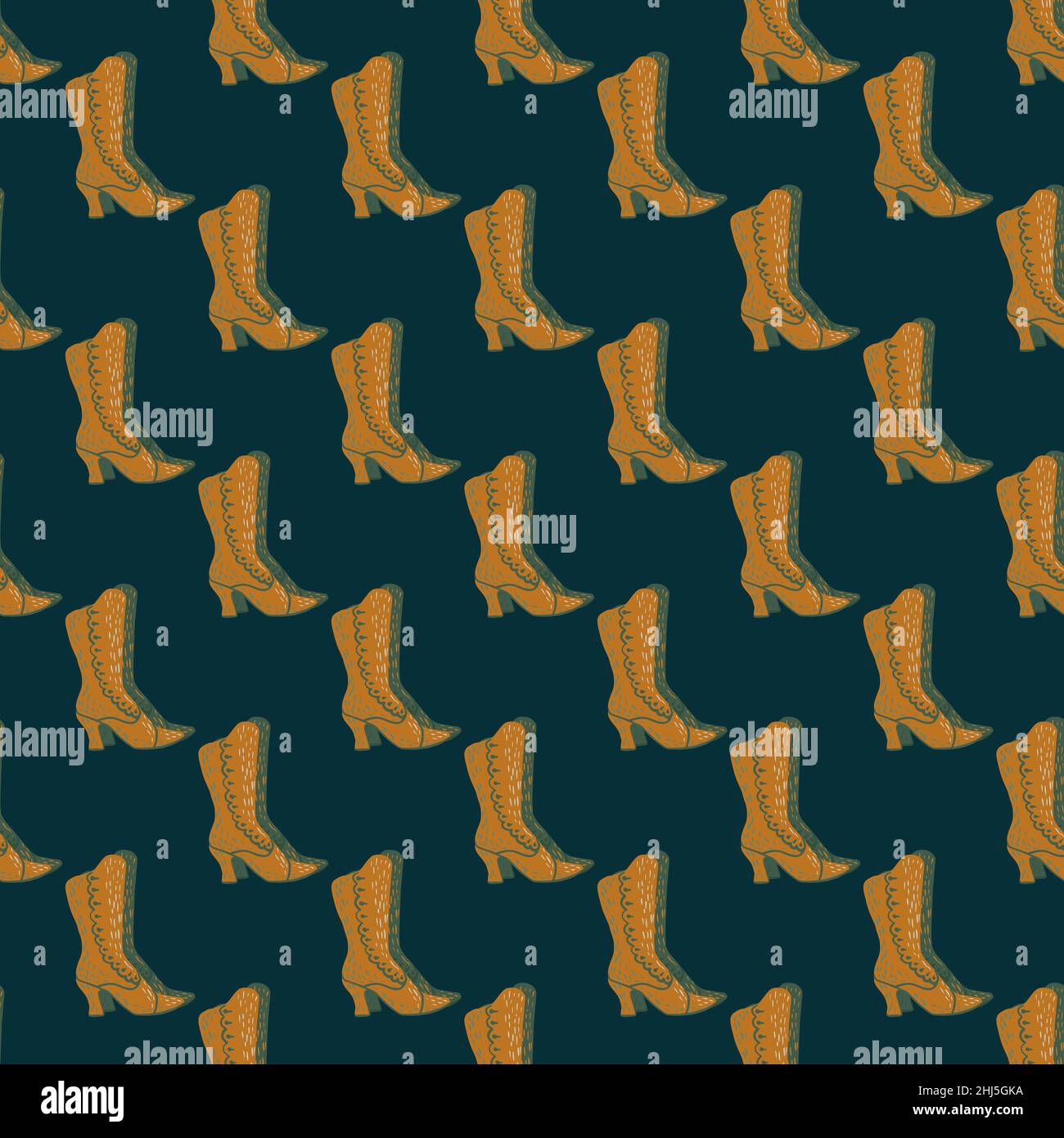 Clothes seamless pattern with hand drawn orange women shoes shapes ...