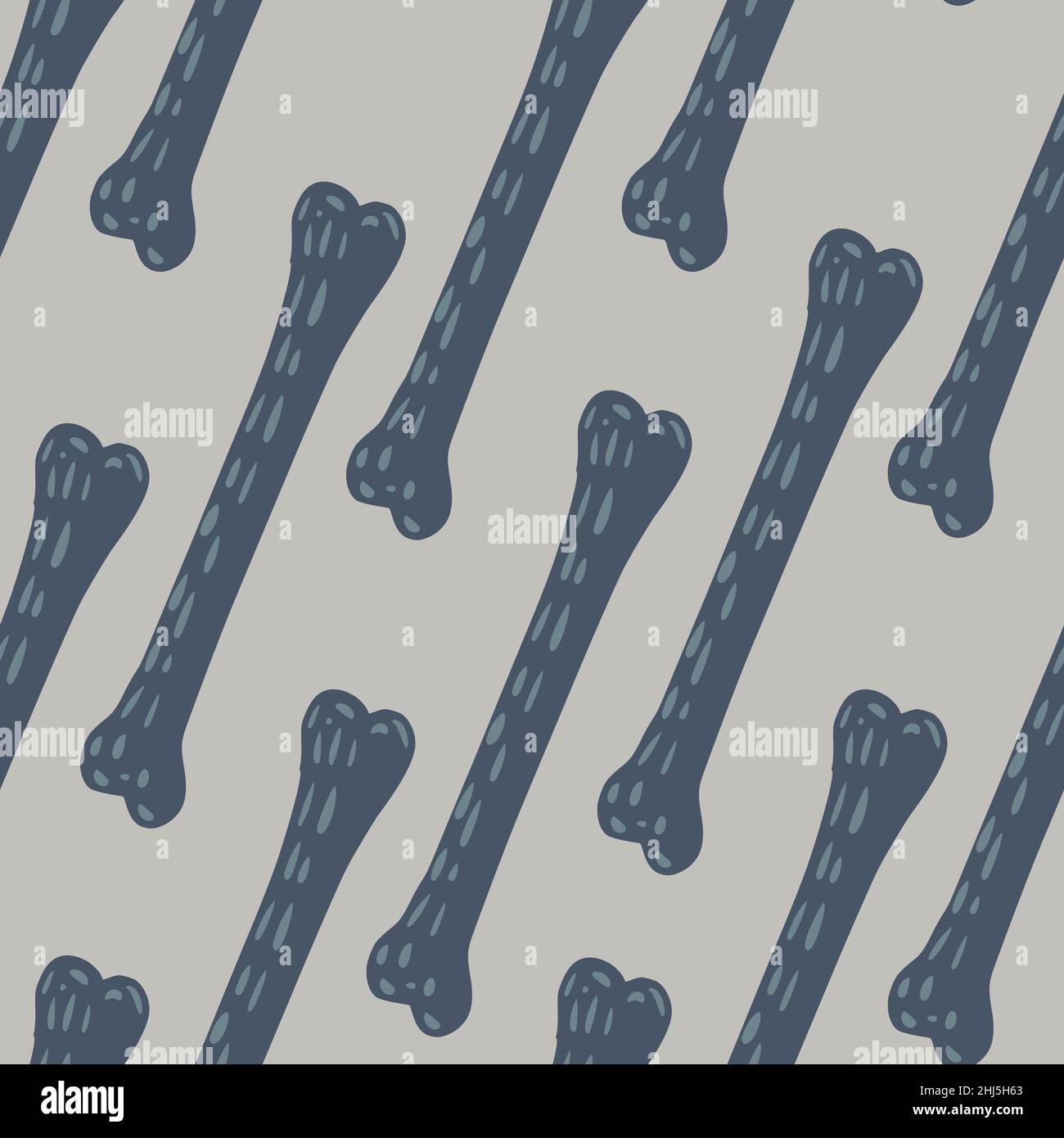 Navy blue bones cartoon seamless pattern dog ornament. Grey background ...