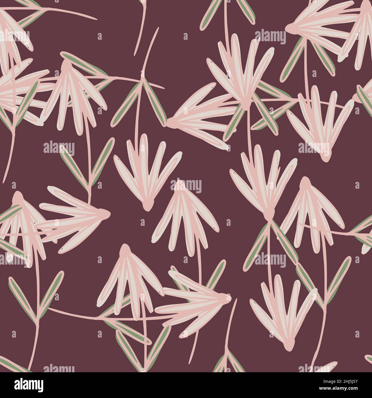 Modern seamless pattern with nature flower silhouettes. Light ornament ...