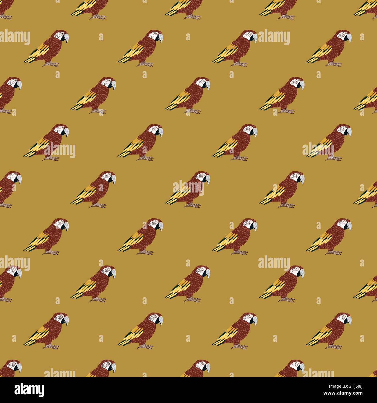 African animal seamless pattern with hand drawn doodle ara parrot ...