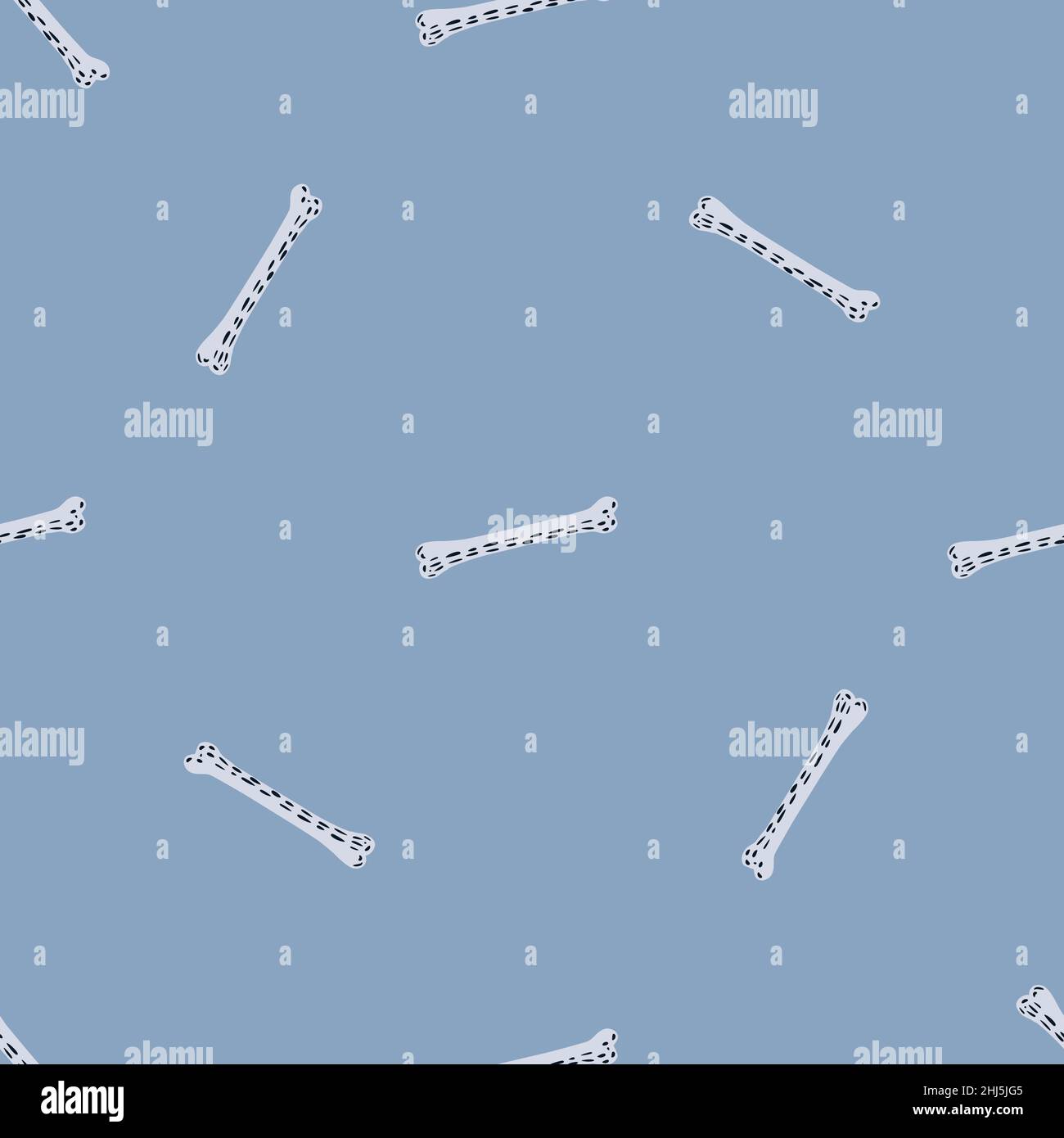 Seamless pattern in minimalistic style with white bones doodle print ...