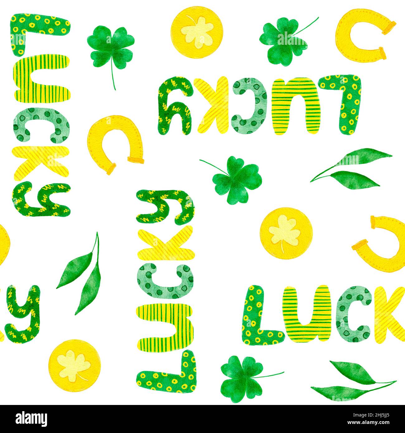 Watercolor seamless hand drawn pattern St Patrick's Day background ...