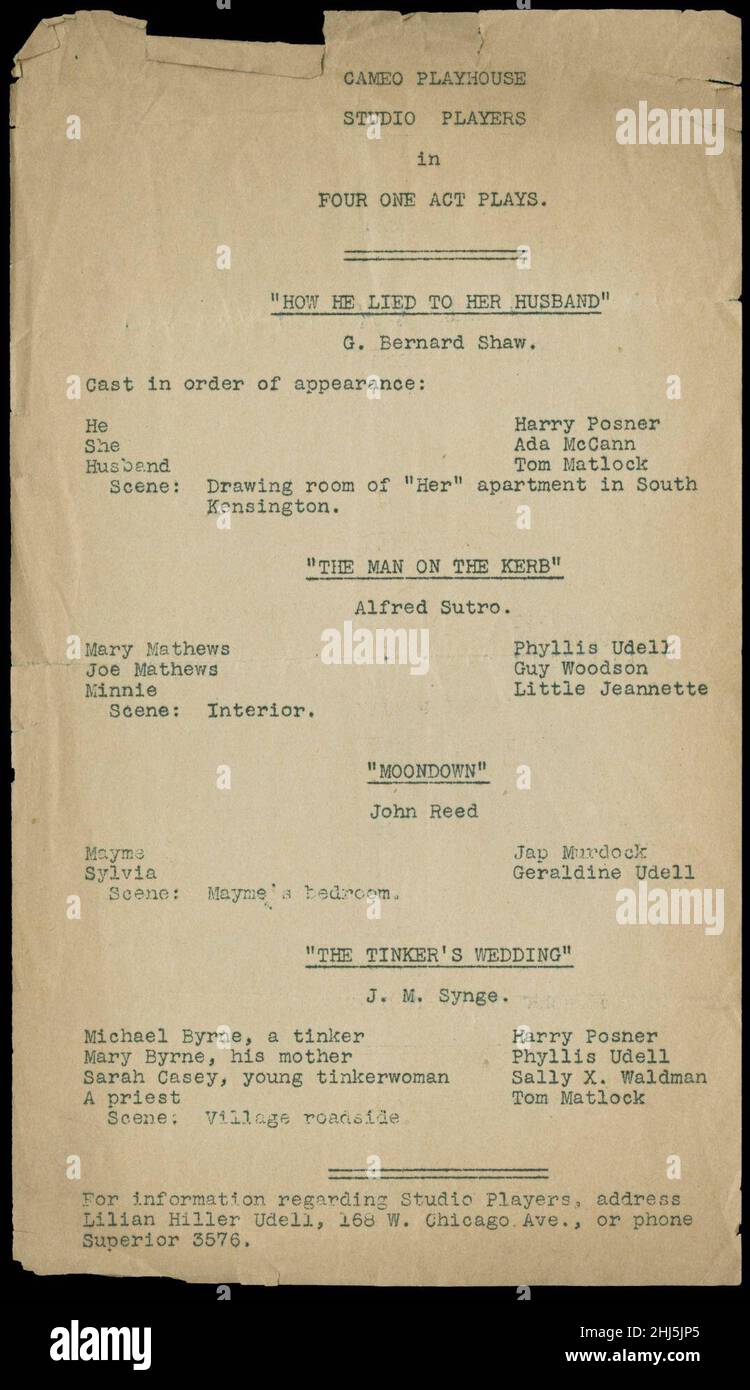 Studio Players in four one-act plays Stock Photo - Alamy