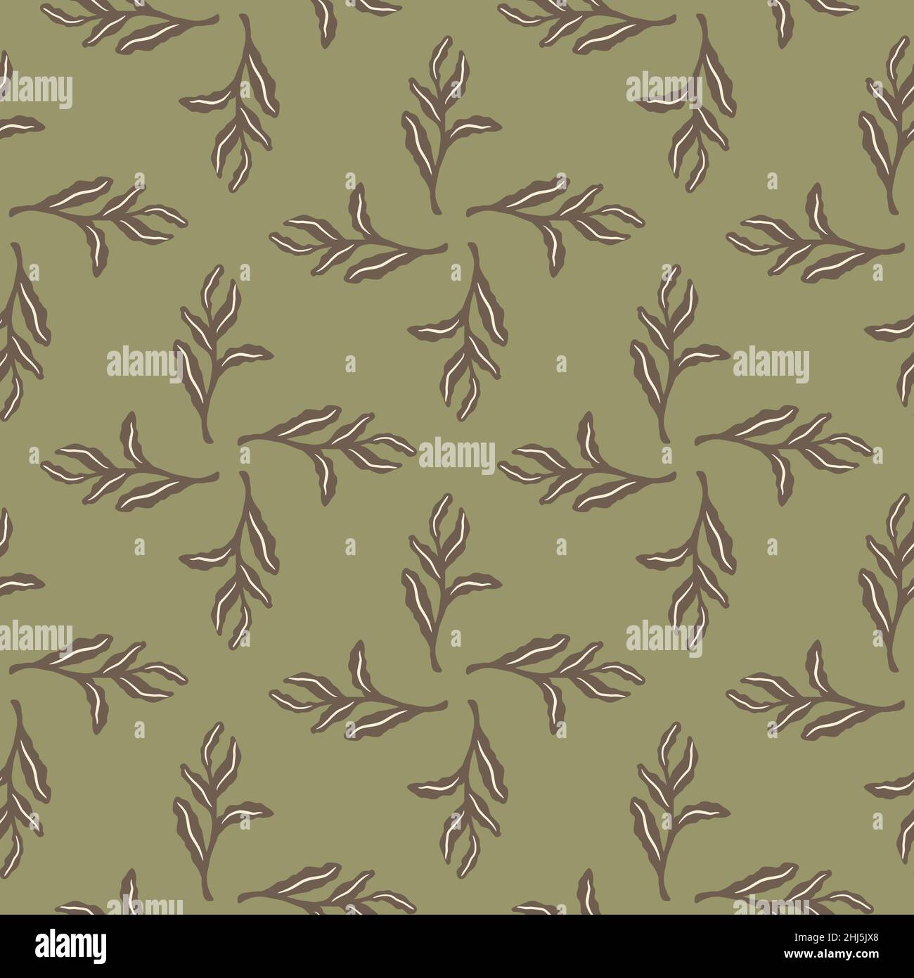 Seamless pale pattern with outline simple foliage branches shapes ...