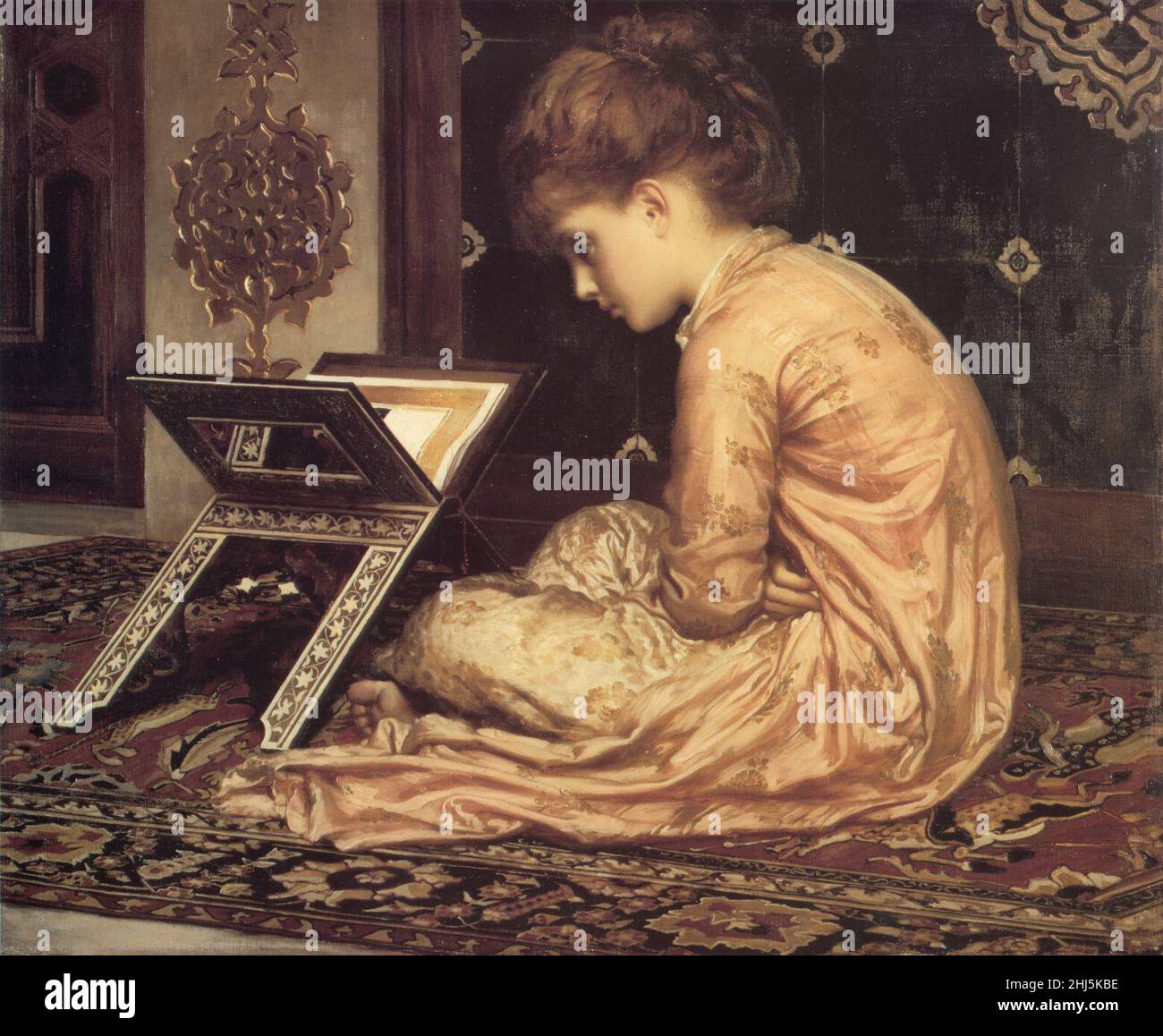 Study at a Reading Desk - Frederic Leighton (1877 Stock Photo - Alamy