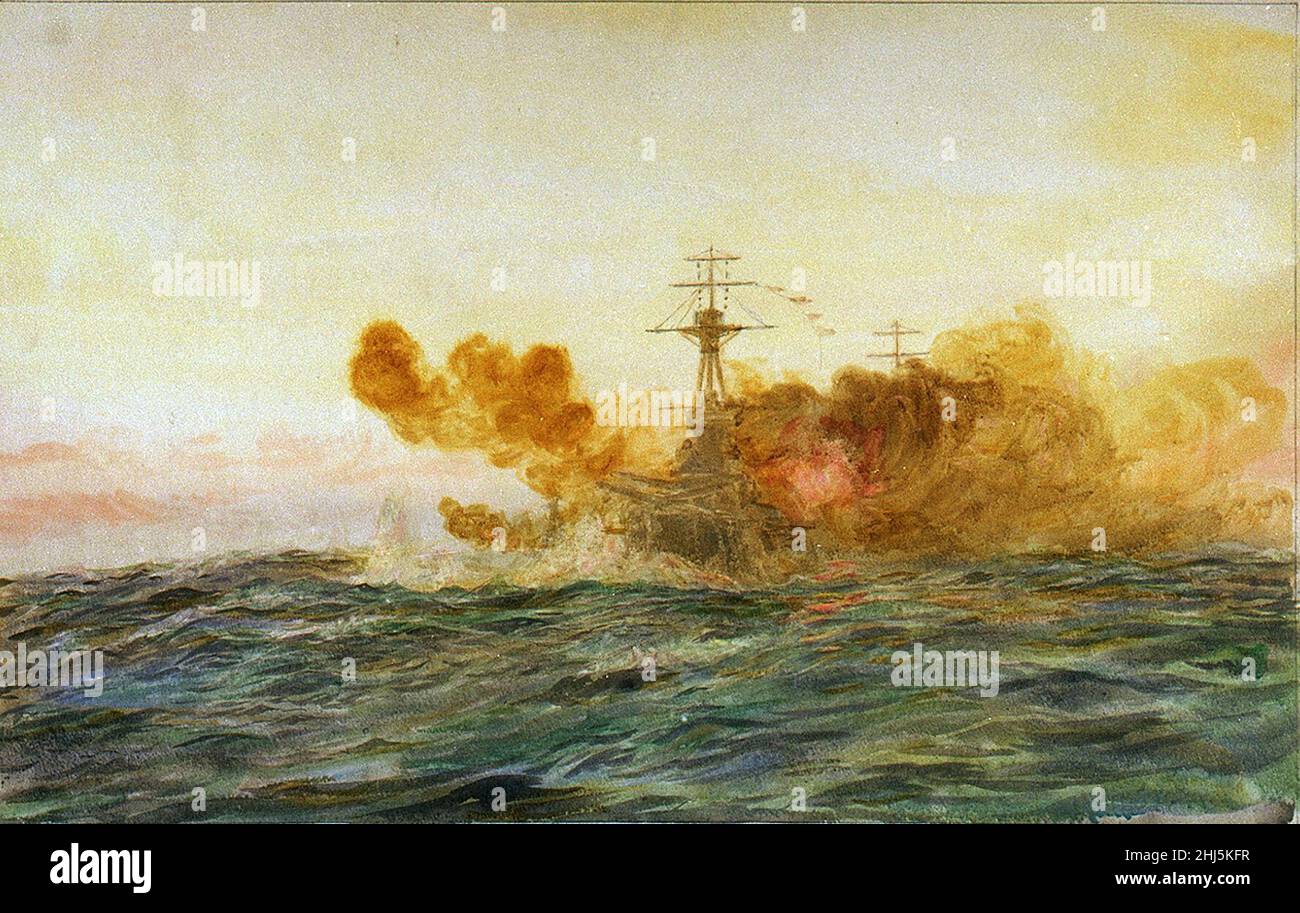 Study for 'Battleships at Target Practice in the Atlantic' Stock Photo ...