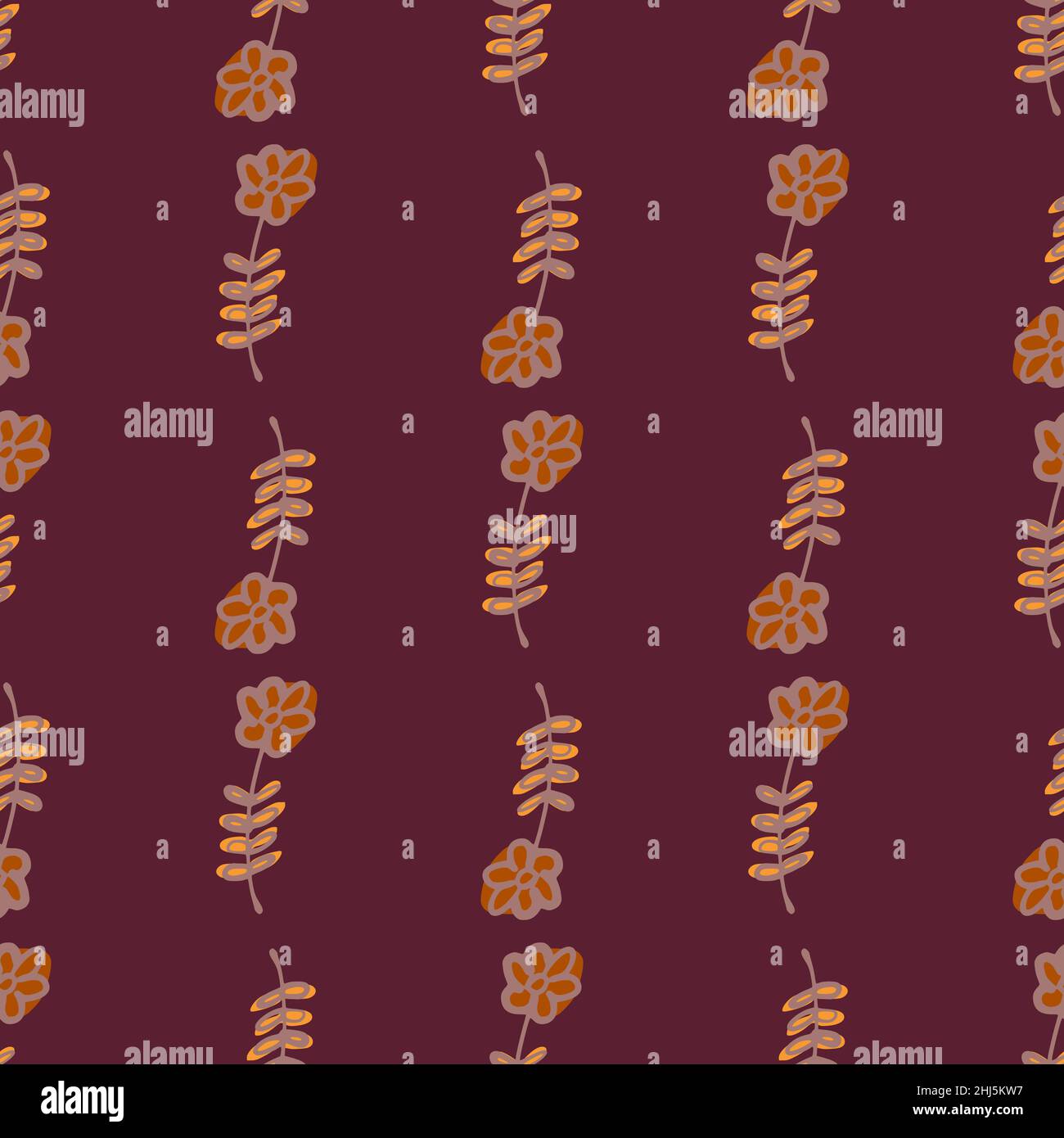 Decorative seamless pattern with simple hand drawn flowers ornament ...