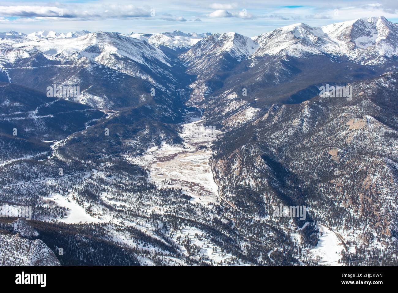 Aerial view of Rocky Mountain National Park in Winter Stock Photo - Alamy