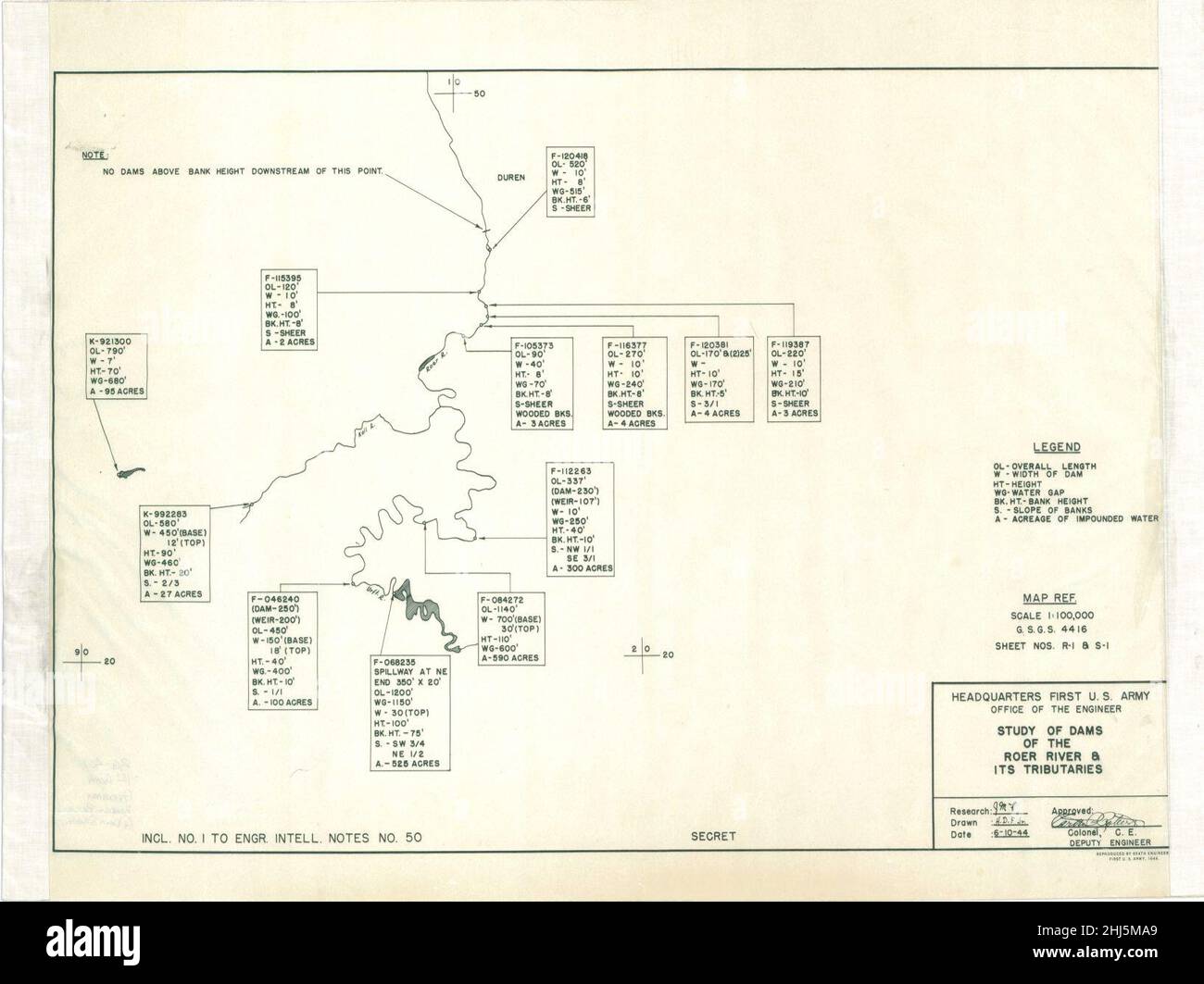 Study of Dams of the Roer River and its Tributaries 10 June 1944 Stock ...