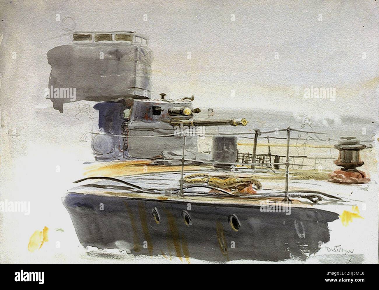 Study of the 4-inch gun of a First World War destroyer Stock Photo - Alamy