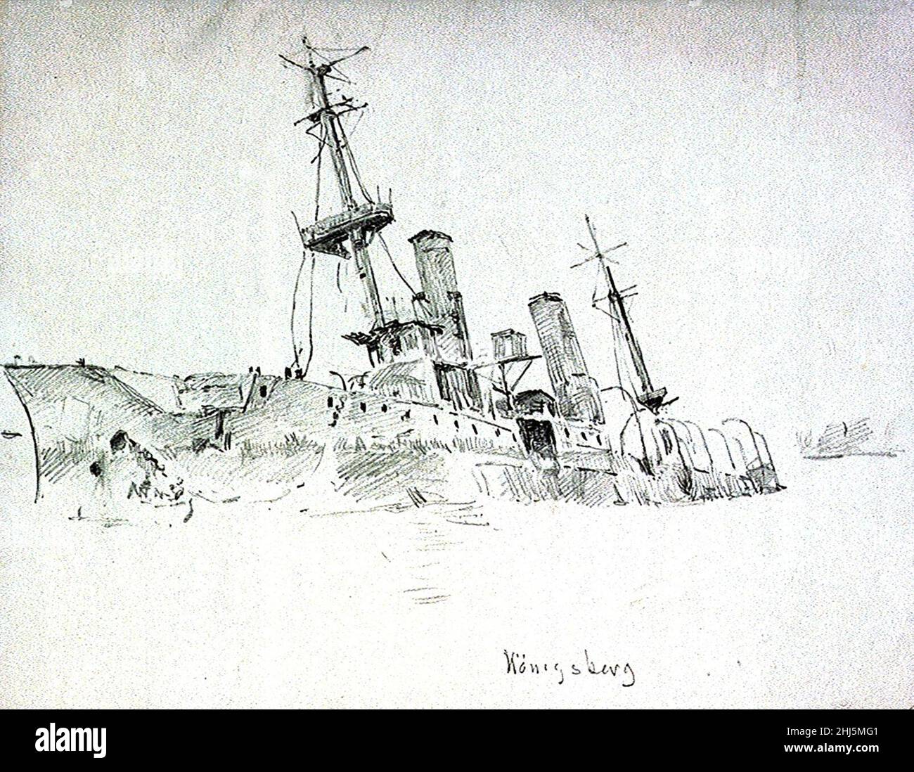 Study of the wrecked German light cruiser 'Königsberg' Stock Photo - Alamy