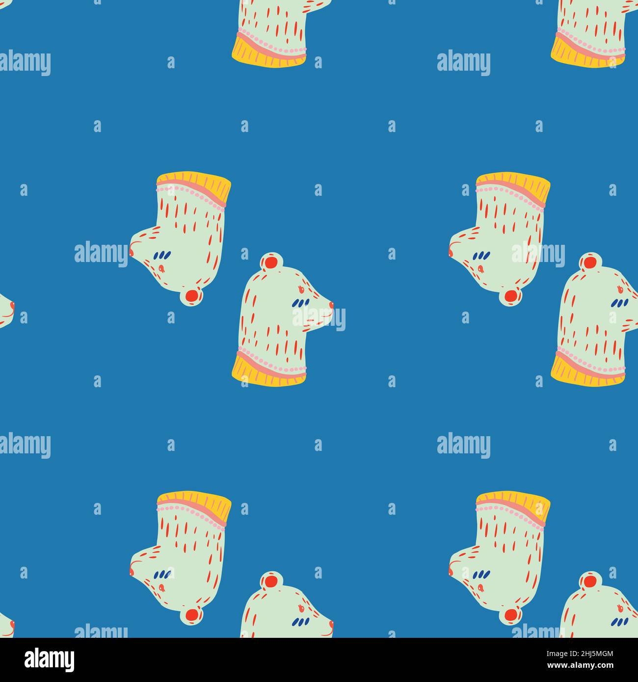 Minimalistic style seamless pattern with outline bears silhouettes ...