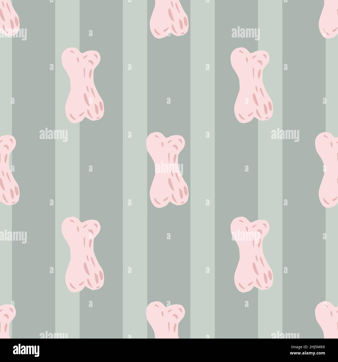 Light pink bones simple doodle seamless pattern. Striped grey ...