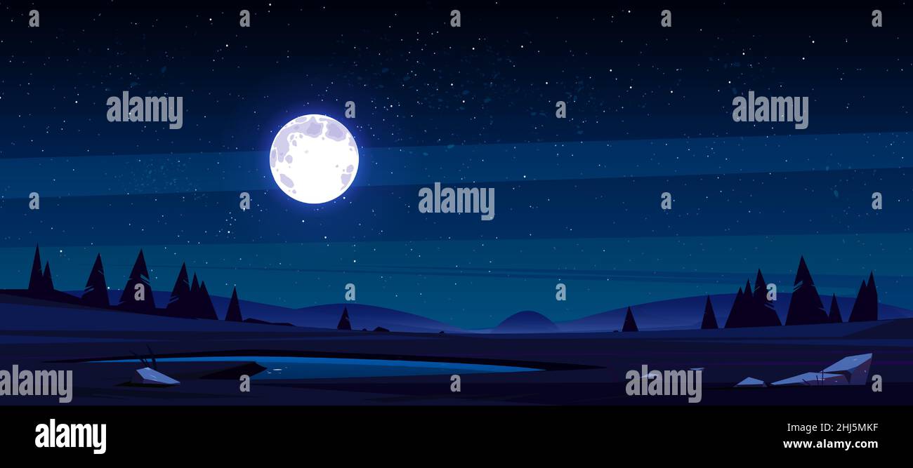 Full moon on horizon with stars Stock Vector Images - Alamy