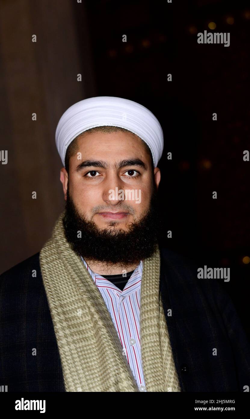 Portrait of a Turkish imam taken at the Süleymaniye Mosque in Istanbul ...