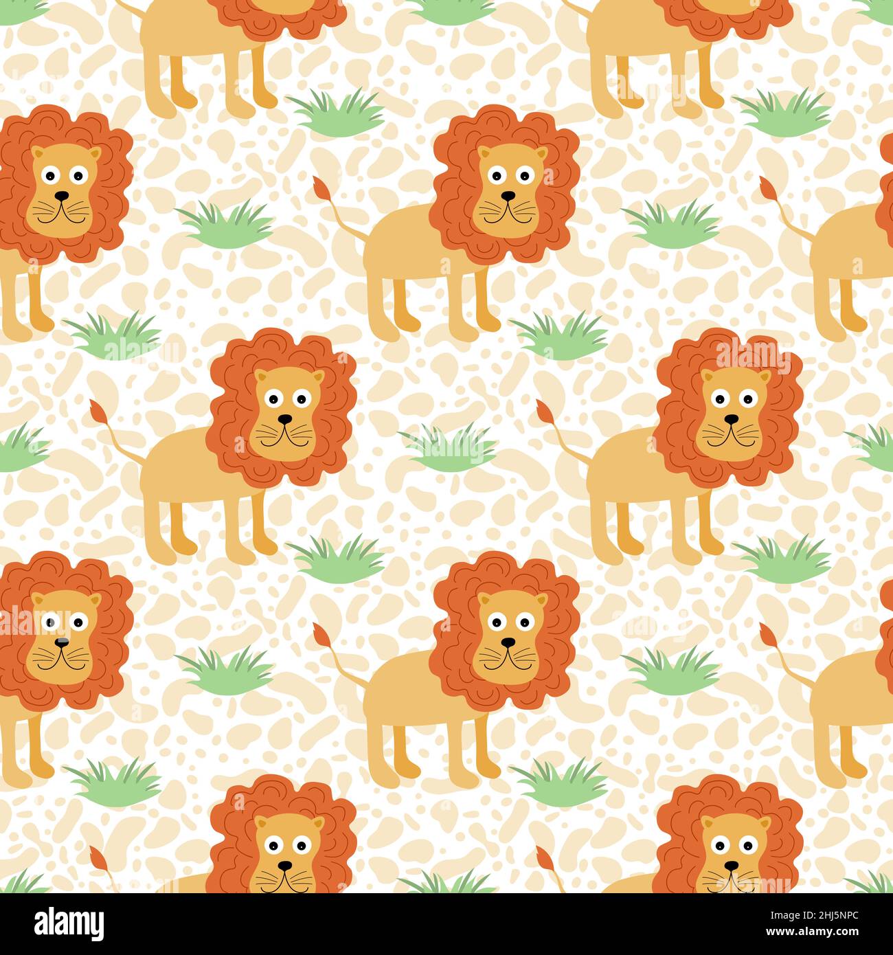 Wildlife Africa Nature seamless pattern African animal Lion. Safari Zoo ...