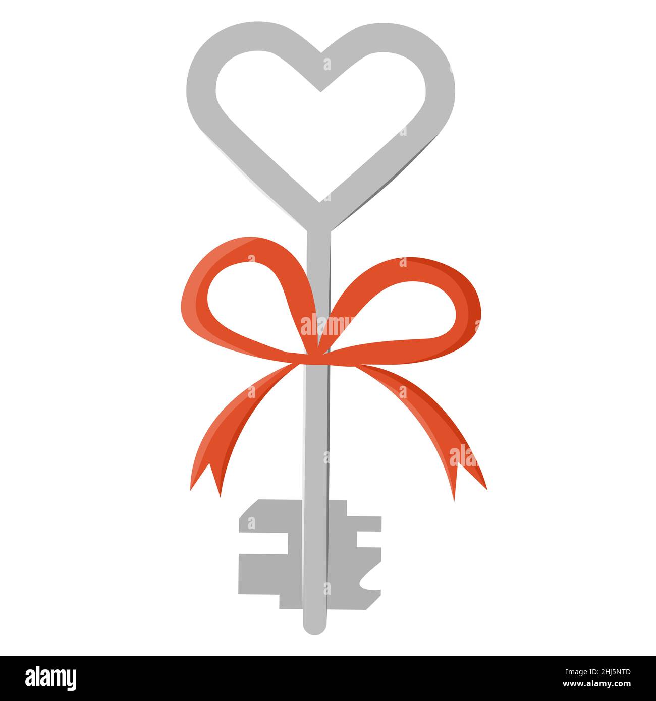 Vector illustration Happy Valentine's Day. Key in heart shape with bow ...