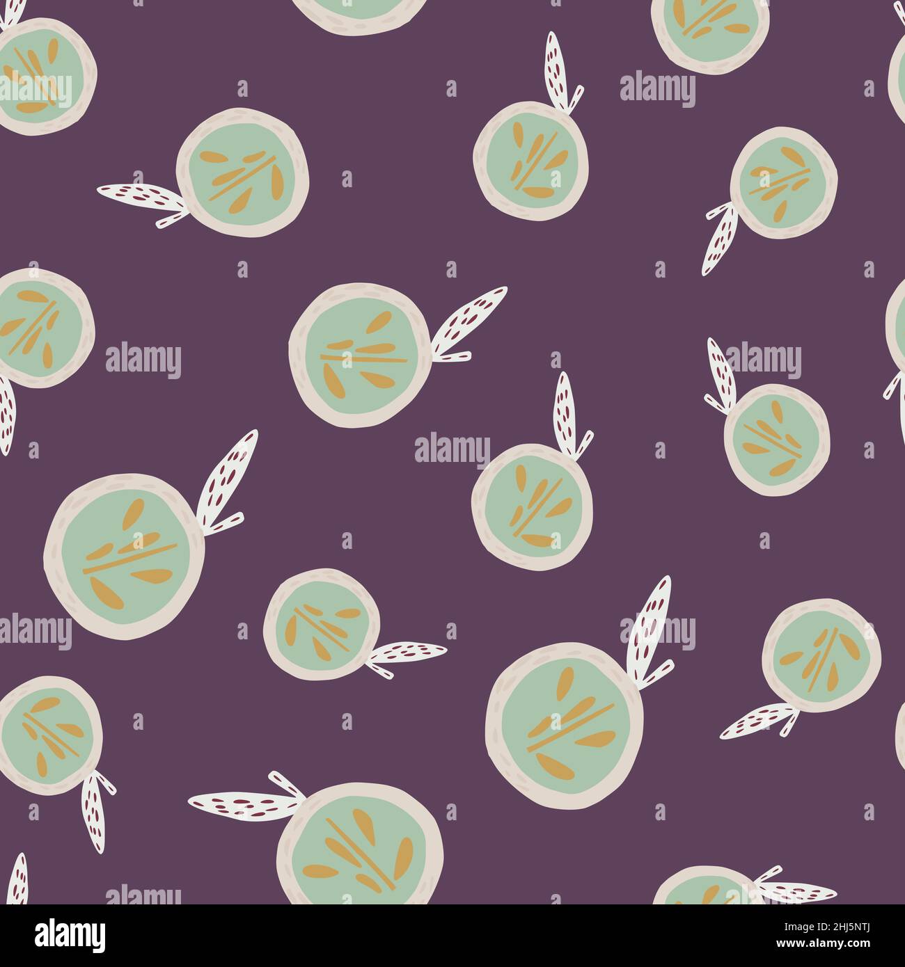 Random seamless abstract pattern with pastel green apples elements ...