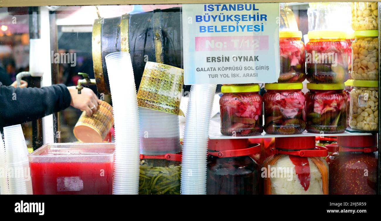 Turkish pickle juice served as an traditional accompaniment to the ...