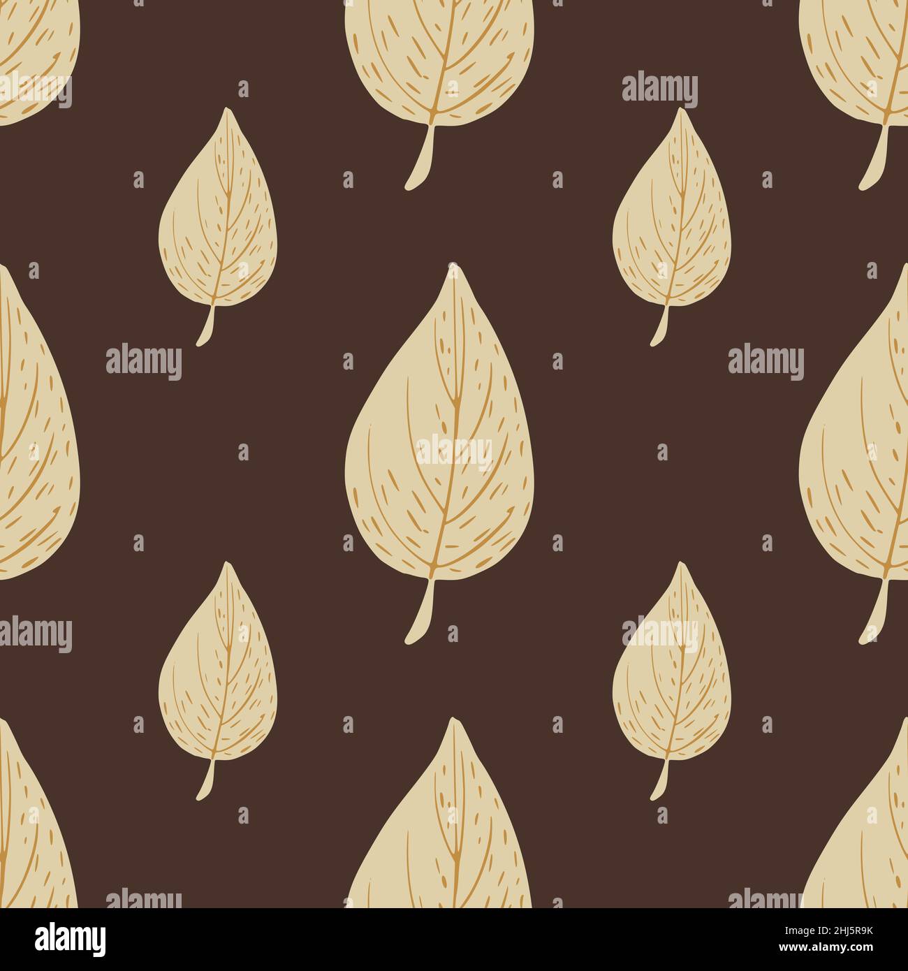 Minimalistic style seamless pattern with light beige leaf shapes. Brown ...