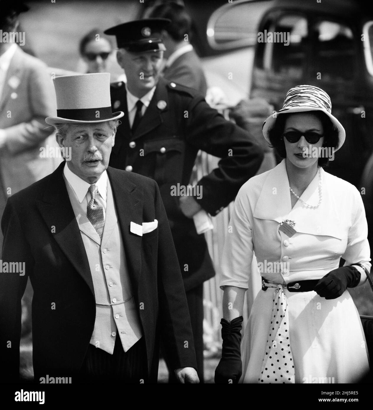 Prime Minister Harold Macmillan and his daughter Catherine at The Derby ...