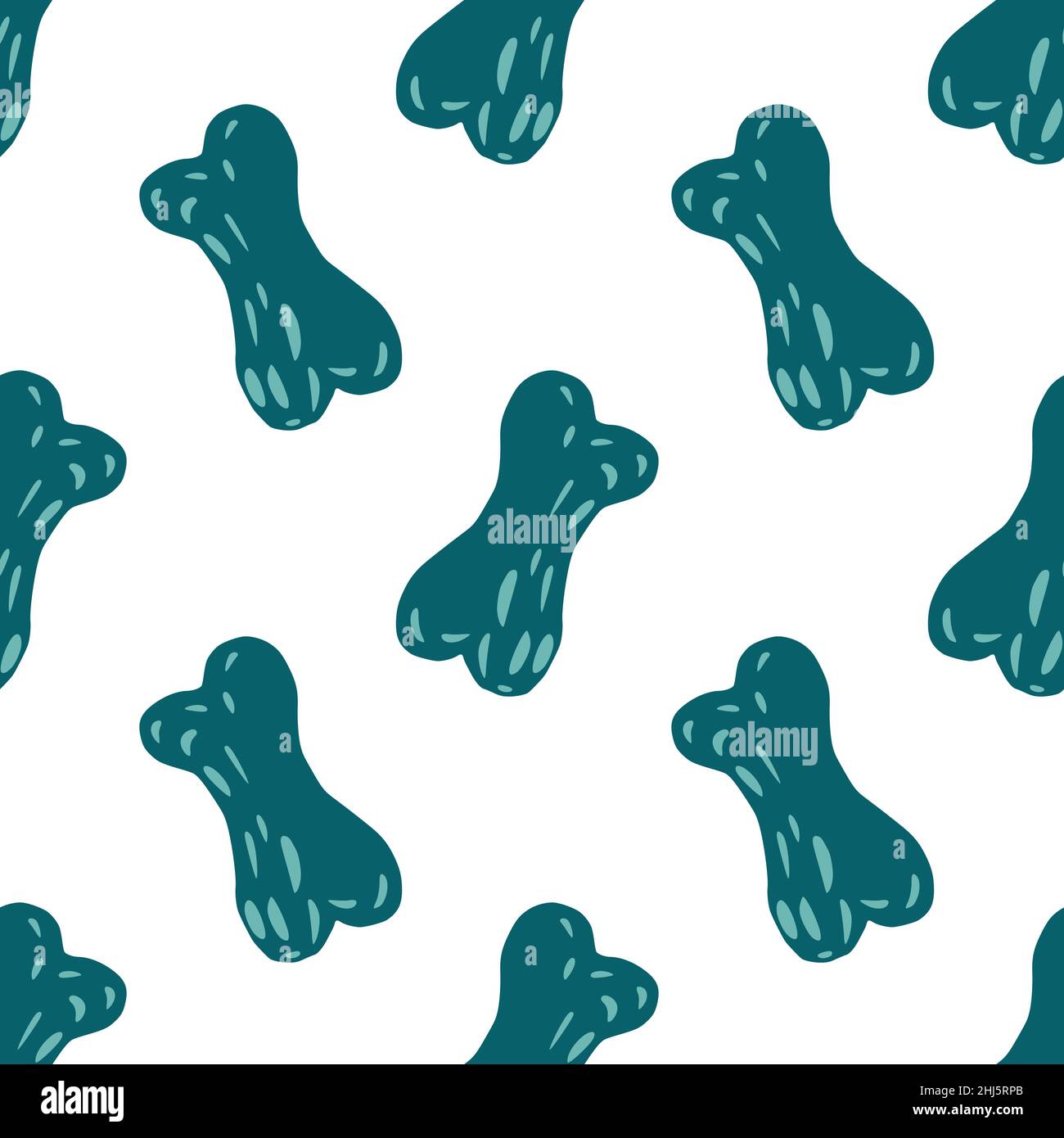 Isolated seamless doodle pattern with hand drawn navy blue bones shapes ...
