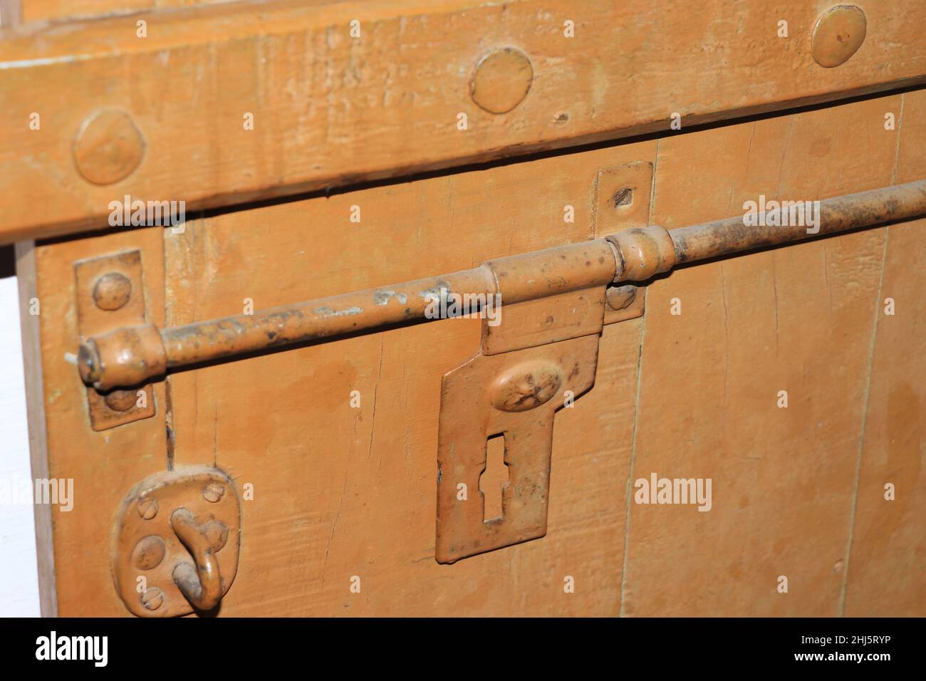 wood old door with antique lock Stock Photo - Alamy