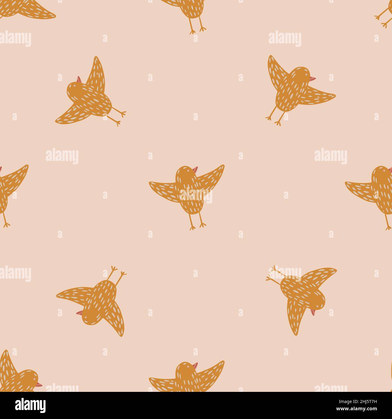 Seamless minimalistic style pattern with orange colored birds shapes ...
