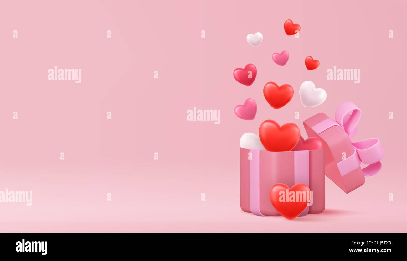 gift box open balloon heart Stock Vector Image & Art - Alamy