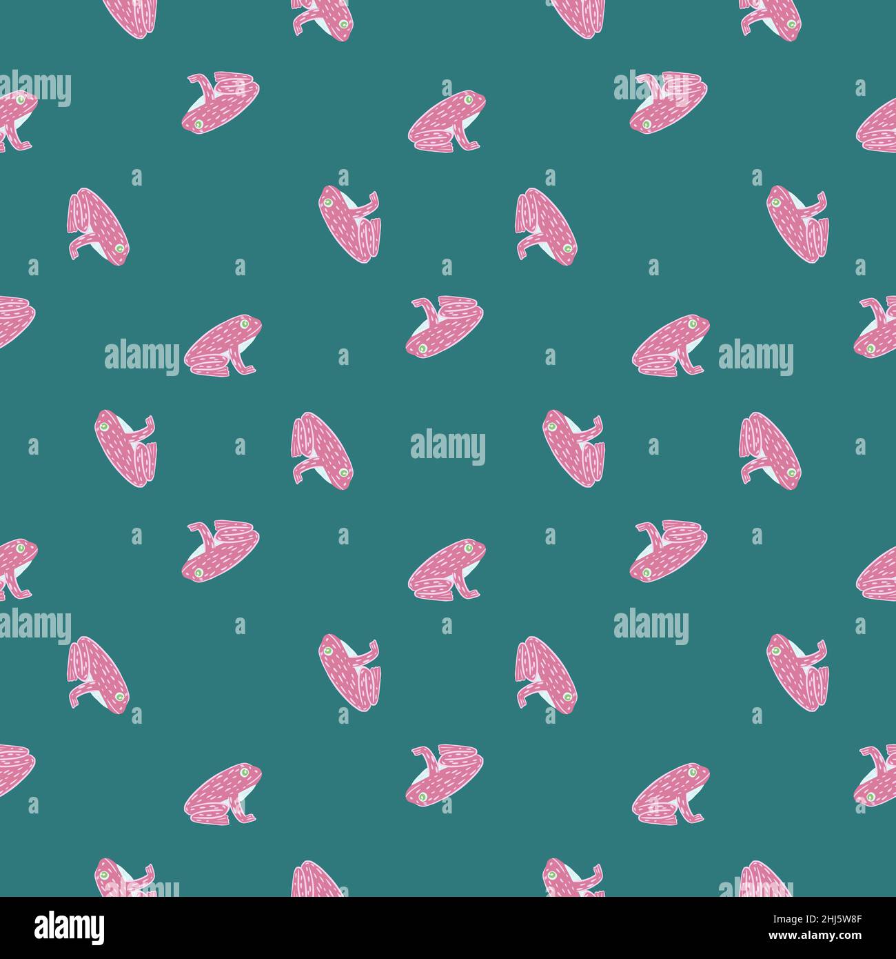 Creative seamless marine animal pattern with abstract pink frogs shapes ...