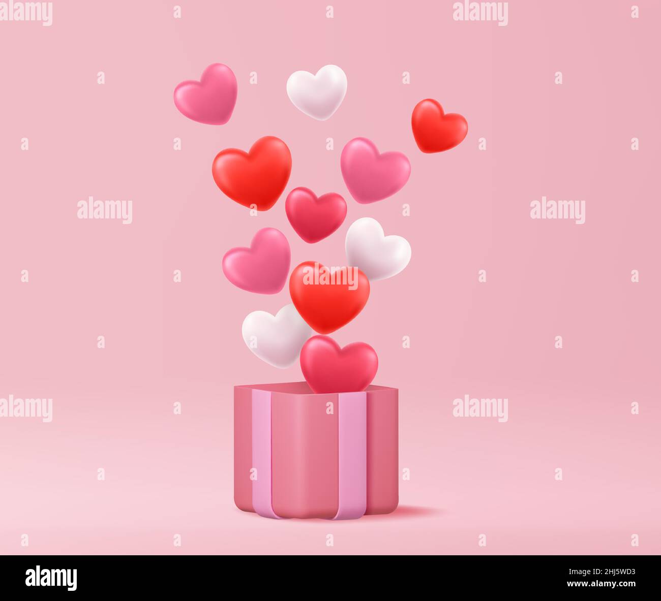 gift box open balloon heart Stock Vector Image & Art - Alamy