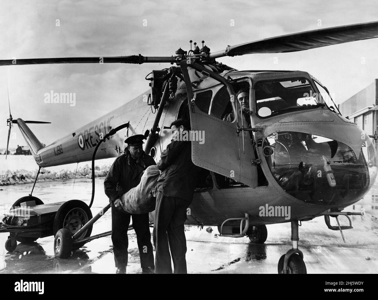 A Bristol Sycamore HR14 Search and Rescue helicopter seen here being ...