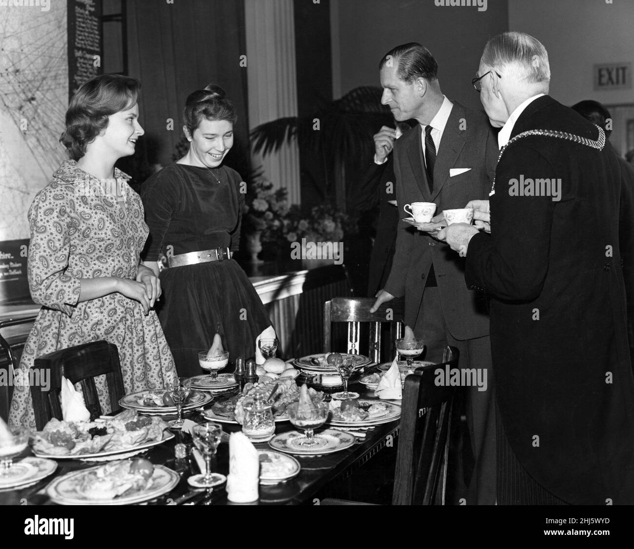 Prince Philip, Duke of Edinburgh visits Liverpool. At Bankfield Road ...