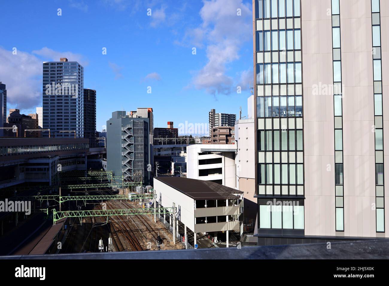 Sendai City, Miyagi Prefecture Japan, January 2022.Around the east side ...