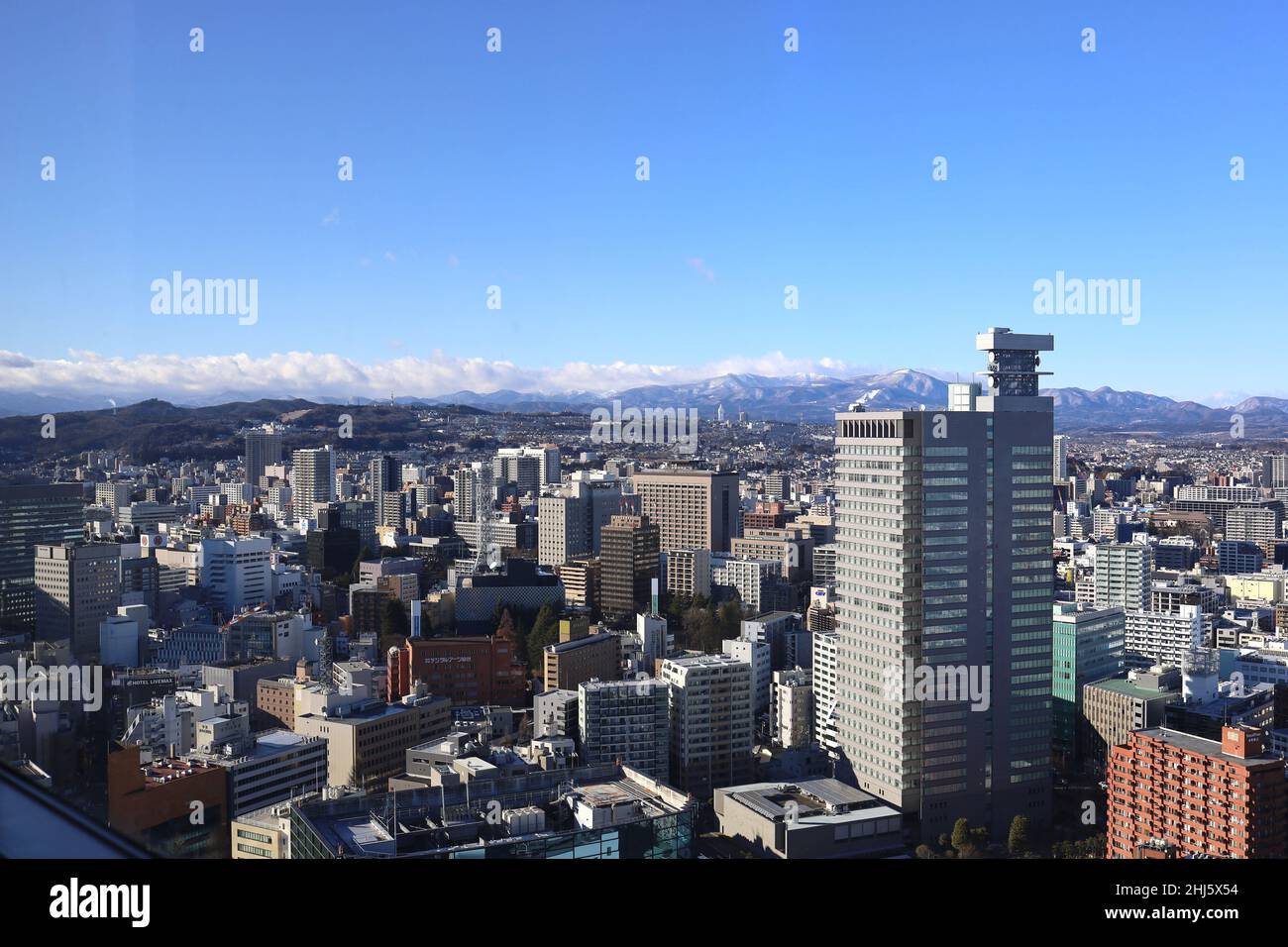 Sendai City, Miyagi Prefecture Japan, January 2022.View of Sendai city ...
